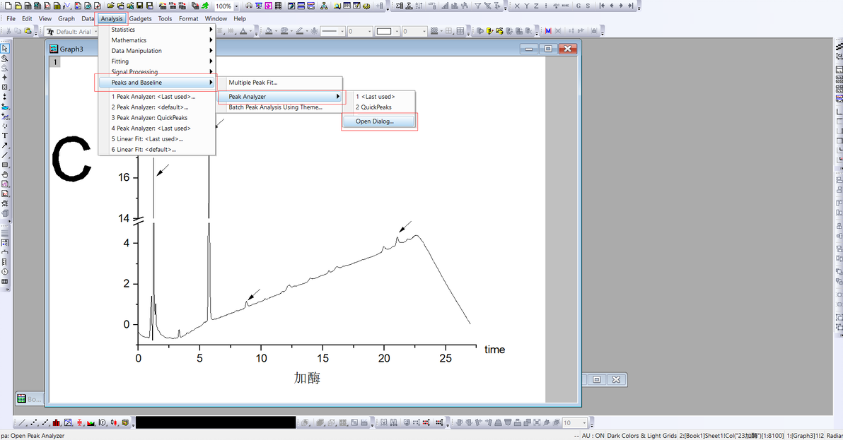 用Origin9.1处理色谱图：基线确定与扣除等 - 哔哩哔哩