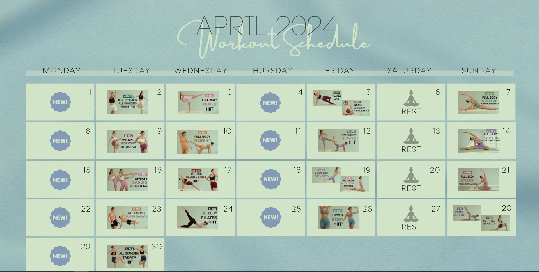 2024年4月课表（eleni fit & olivia lawson） - 哔哩哔哩