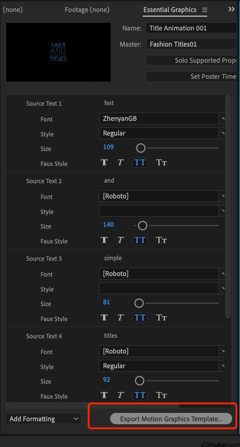 PR教程：AE怎么打开Mogrt基本图形模板？如何用Ae修改mogrt格式模板的字体 - 哔哩哔哩