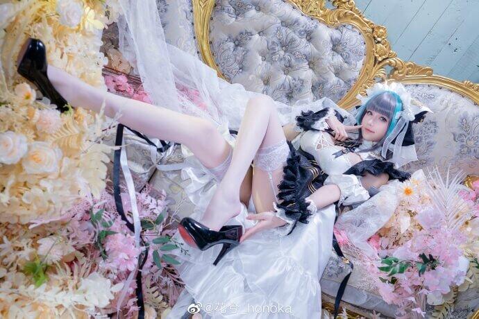 柴郡猫女仆cos 可爱白丝 cn花兮_honoka，那白丝美腿，还有那大家都懂的可爱姿态 - 哔哩哔哩