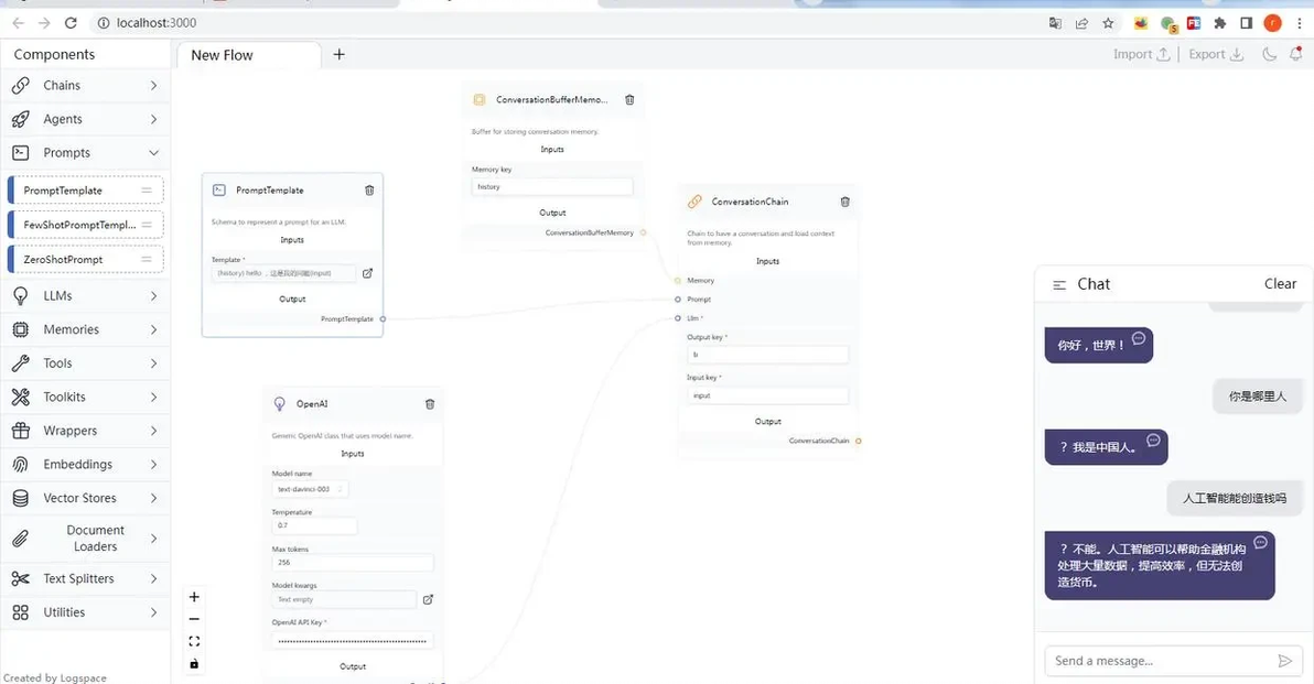 langflow（langchain+fastapi+vue）使用示意图 - 哔哩哔哩