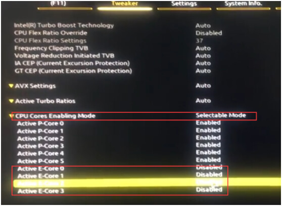 12代处理器怎么关闭小核？微星、技嘉、华硕主板关闭小核心方法 - 哔哩哔哩