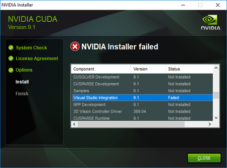 CUDA 安裝失敗顯示 "Visual Studio Integration" Failed 解决方法 - 哔哩哔哩