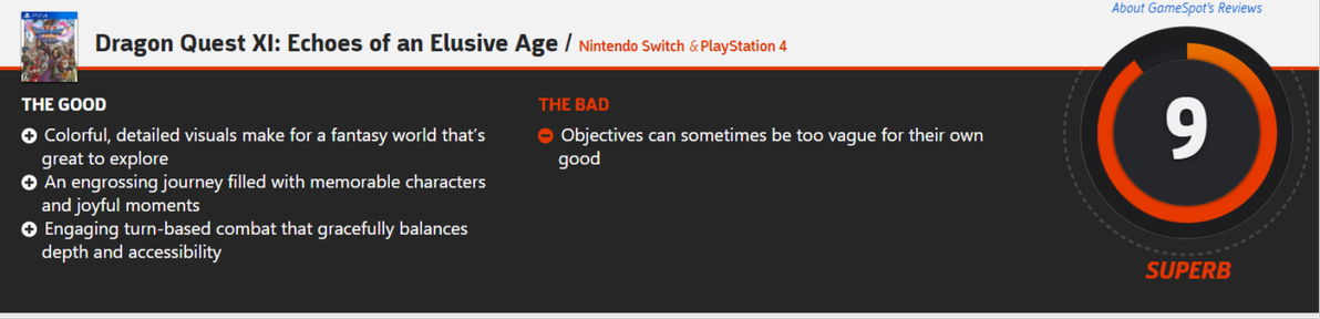 《勇者斗恶龙11S 追忆逝去之时》媒体评分汇总：全面增强的JRPG名作 - 哔哩哔哩