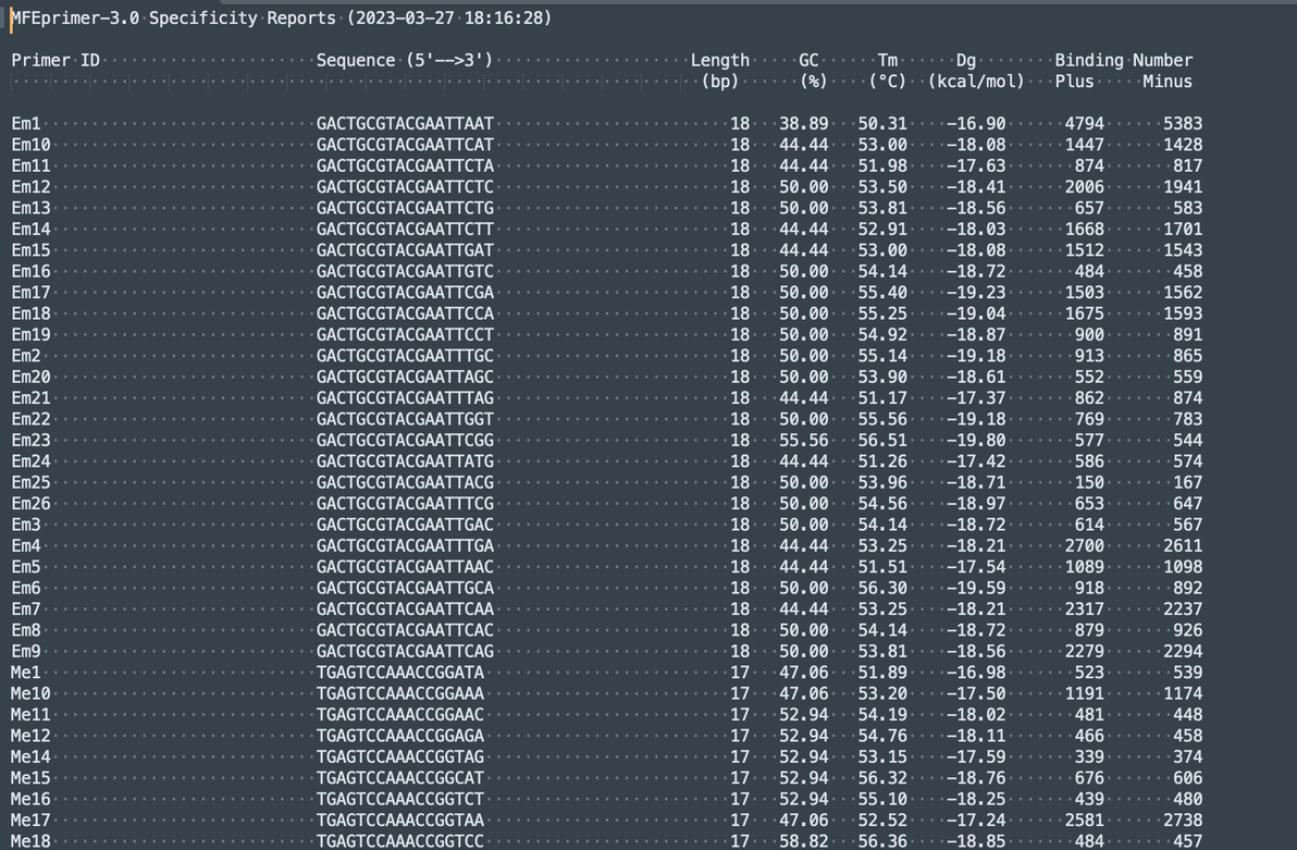 Mfeprimer用于标记引物的组合筛选（电子pcr） - 哔哩哔哩