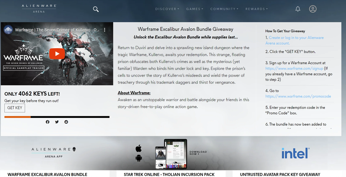 【Warframe】ALIENWARE ARENA 赠礼（兑换码已领完） - 哔哩哔哩