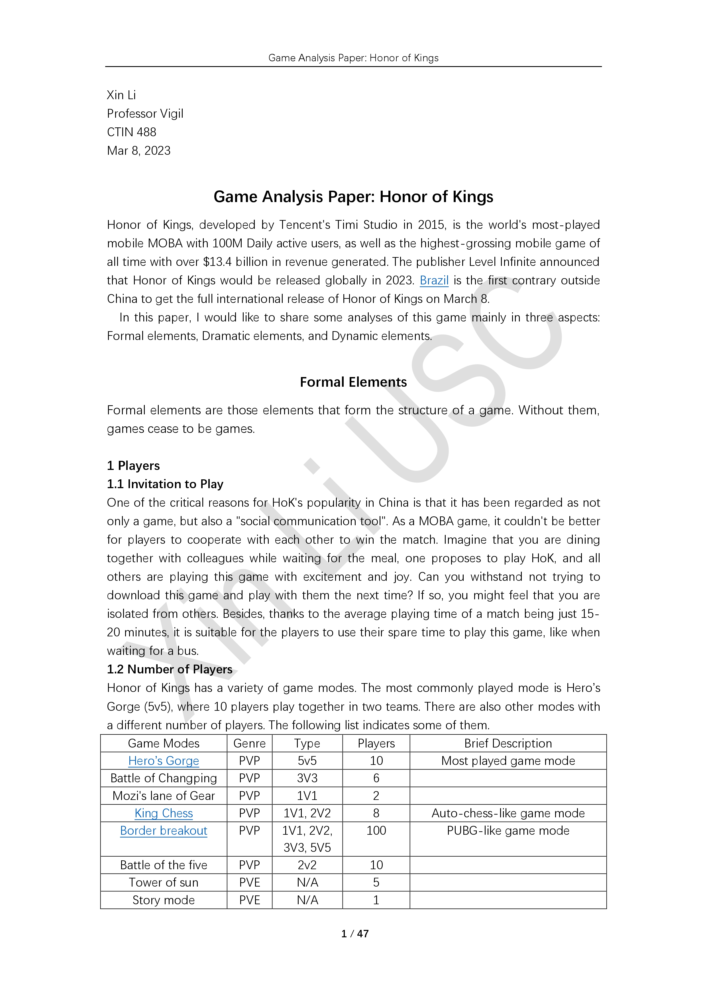 Game Analysis Paper: Honor of Kings - 哔哩哔哩