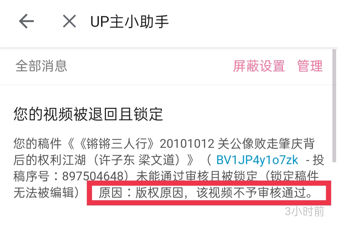 版权原因,不被通过? 哔哩哔哩