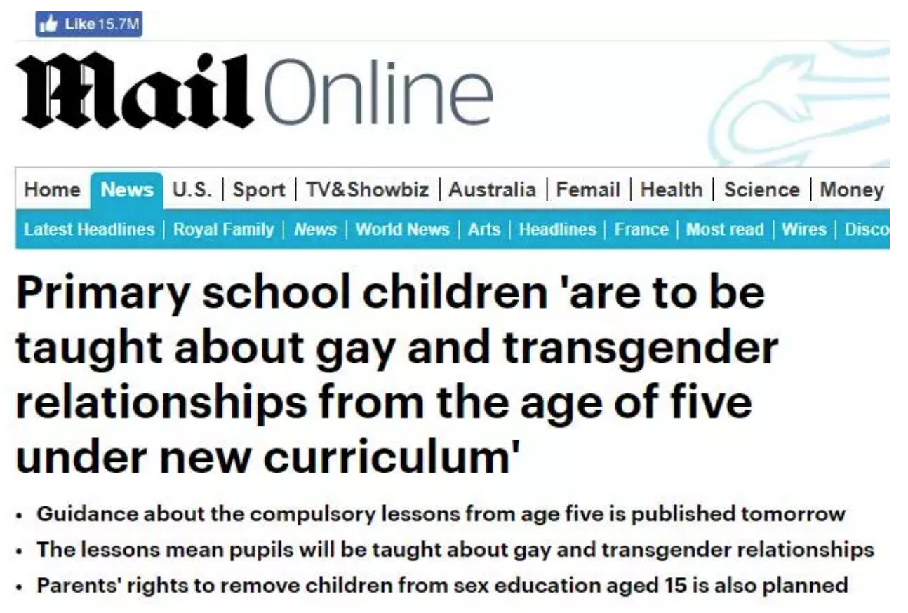 英国小学生5岁起就要接受同性恋和跨性别课程? 哔哩哔哩