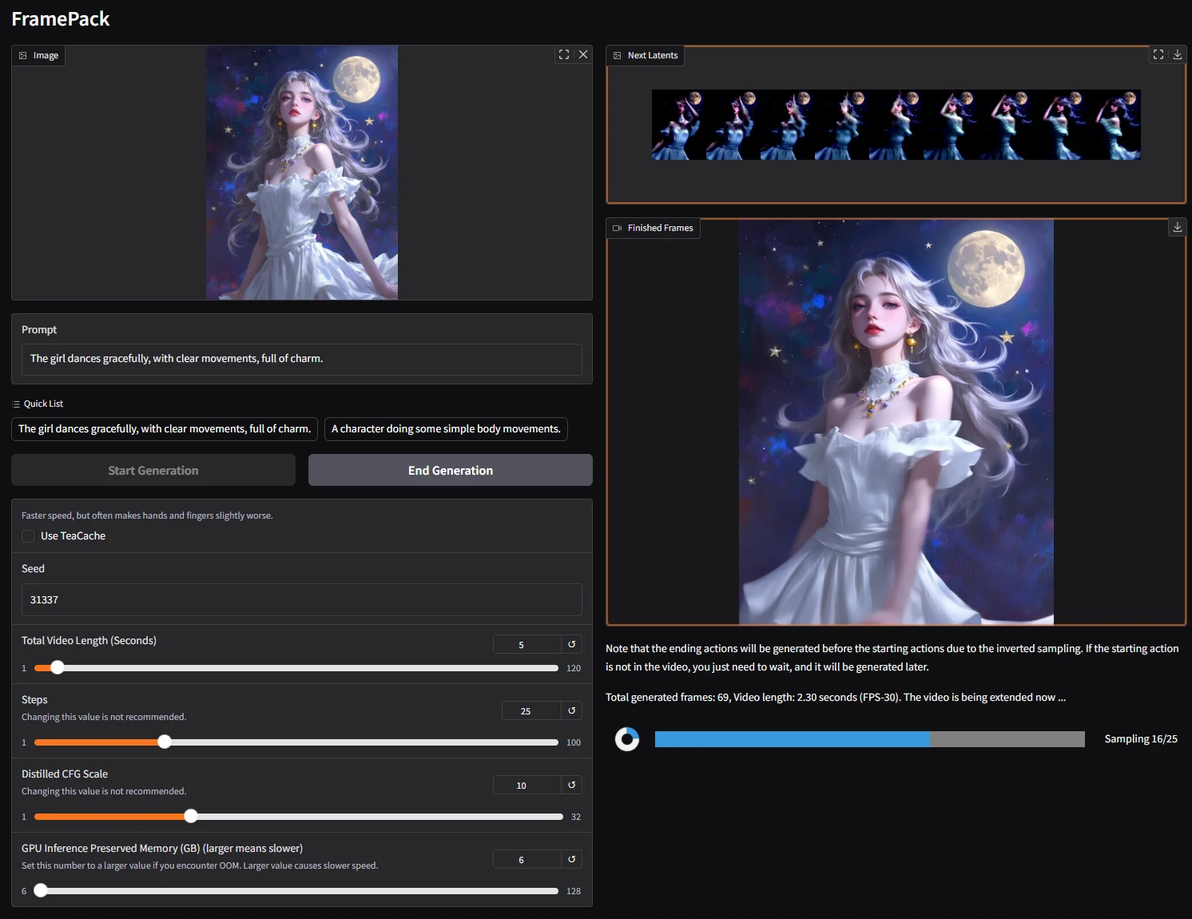 6G显存生成60秒AI视频！Controlnet作者新开源AI视频生成项目：FramePack，仅1.5秒/帧 - 哔哩哔哩
