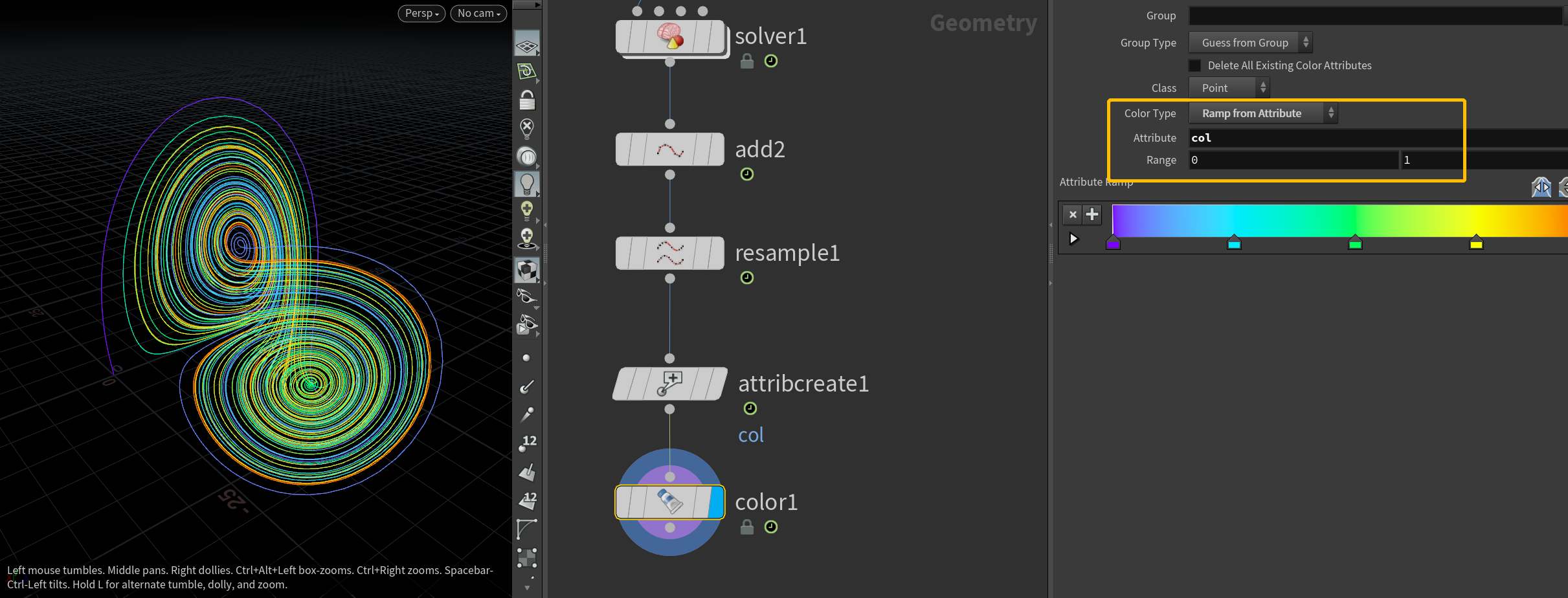 Houdini学习笔记039_Lorentz Attractor（洛伦兹吸引子） - 哔哩哔哩