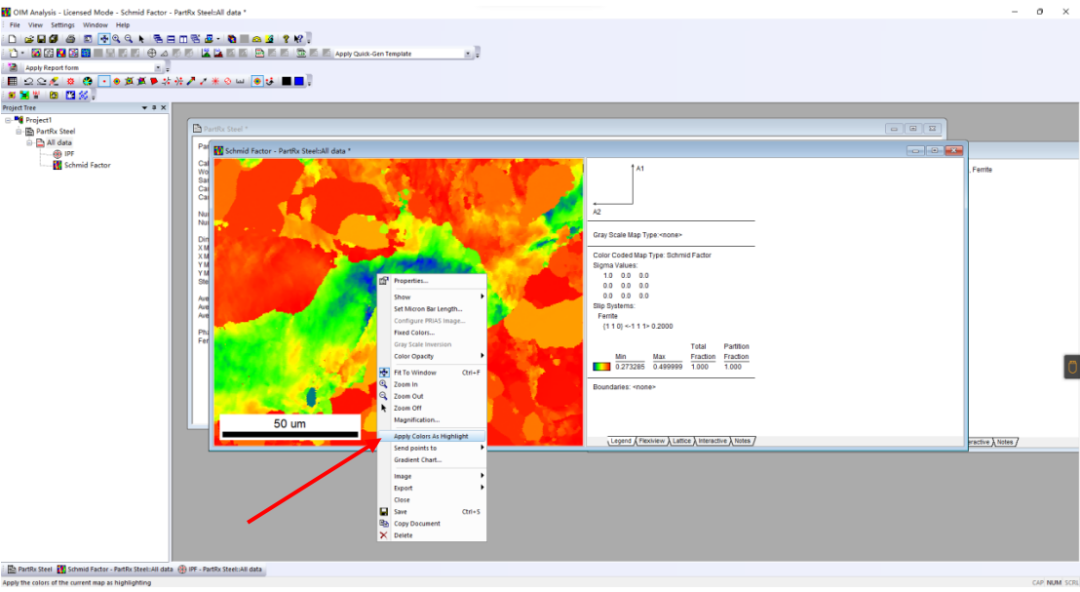 EBSD数据分析教程——OIM analysis中如何将schmidt map颜色映射到反极图中 - 哔哩哔哩