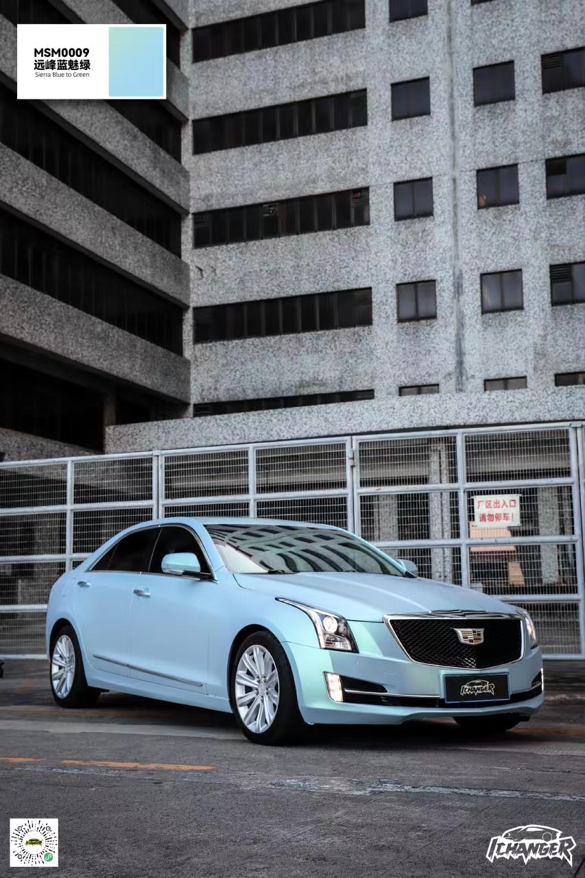 凯迪拉克Ichanger改色膜远峰蓝魅绿 ，白蓝绿紫四色融合 - 哔哩哔哩