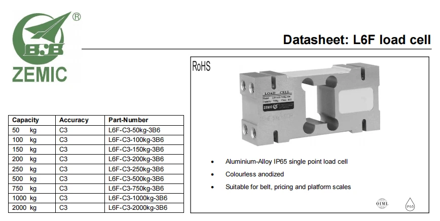 L6F-C3-150kg-3B6 ZEMIC测力传感器 - 哔哩哔哩