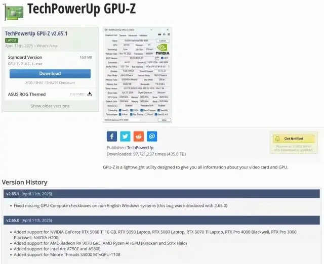 [转载]GPU-Z 更新 v2.65 版本：支持 AMD Radeon RX 9070 GRE 等显卡 - 哔哩哔哩