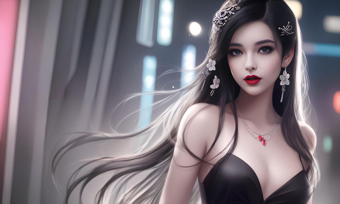 霓虹背景国风2.5dAI绘画图集动漫卡通二次元手机电脑高清壁纸CG - 哔哩哔哩