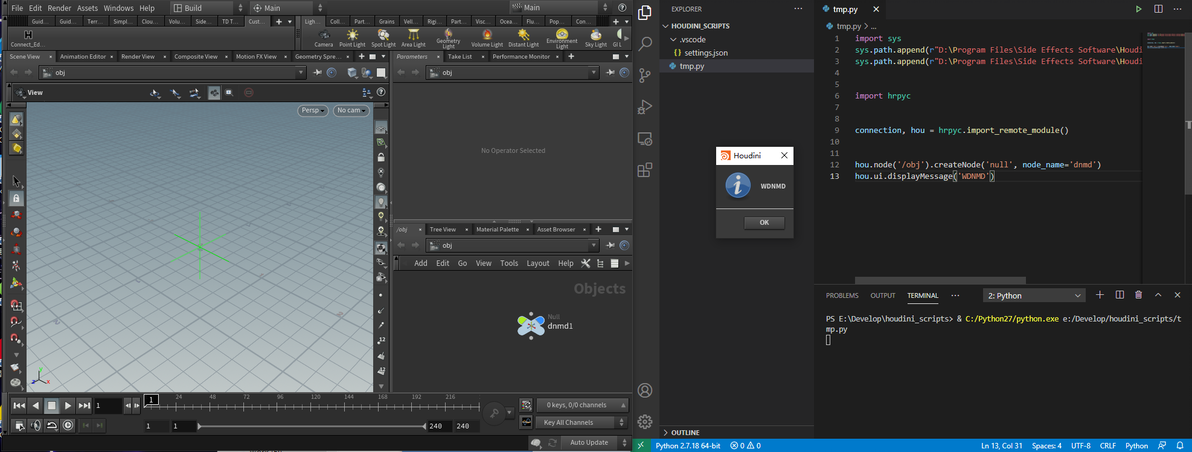 vscode连接houdini 配置py开发环境(有坑) - 哔哩哔哩