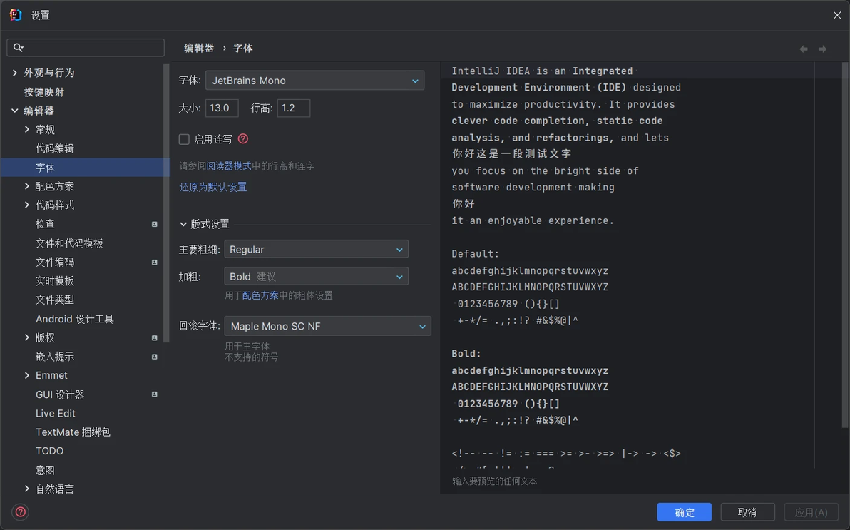 在idea与vscode中通过中英文字体混搭实现文字对齐（JetBrains Mono + Maple Mono） - 哔哩哔哩