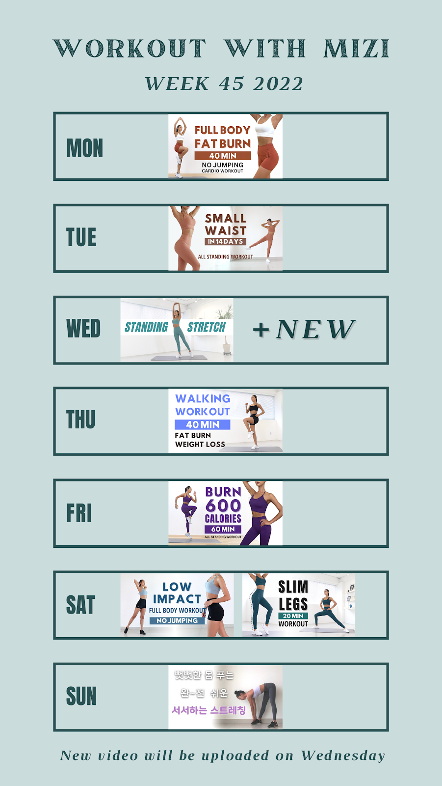MIZI一周健身课表（11.14） - 哔哩哔哩