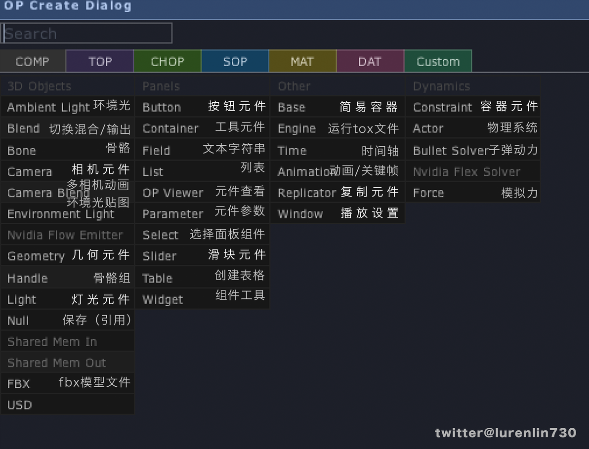 touchdesigner全元件（op）中文对照图 - 哔哩哔哩