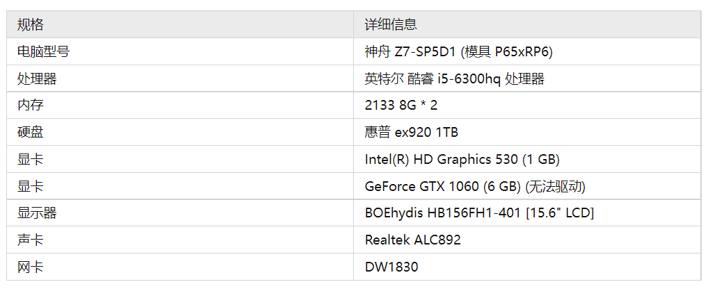 神舟 Z7-SP5D1 黑苹果efi引导文件 - 哔哩哔哩