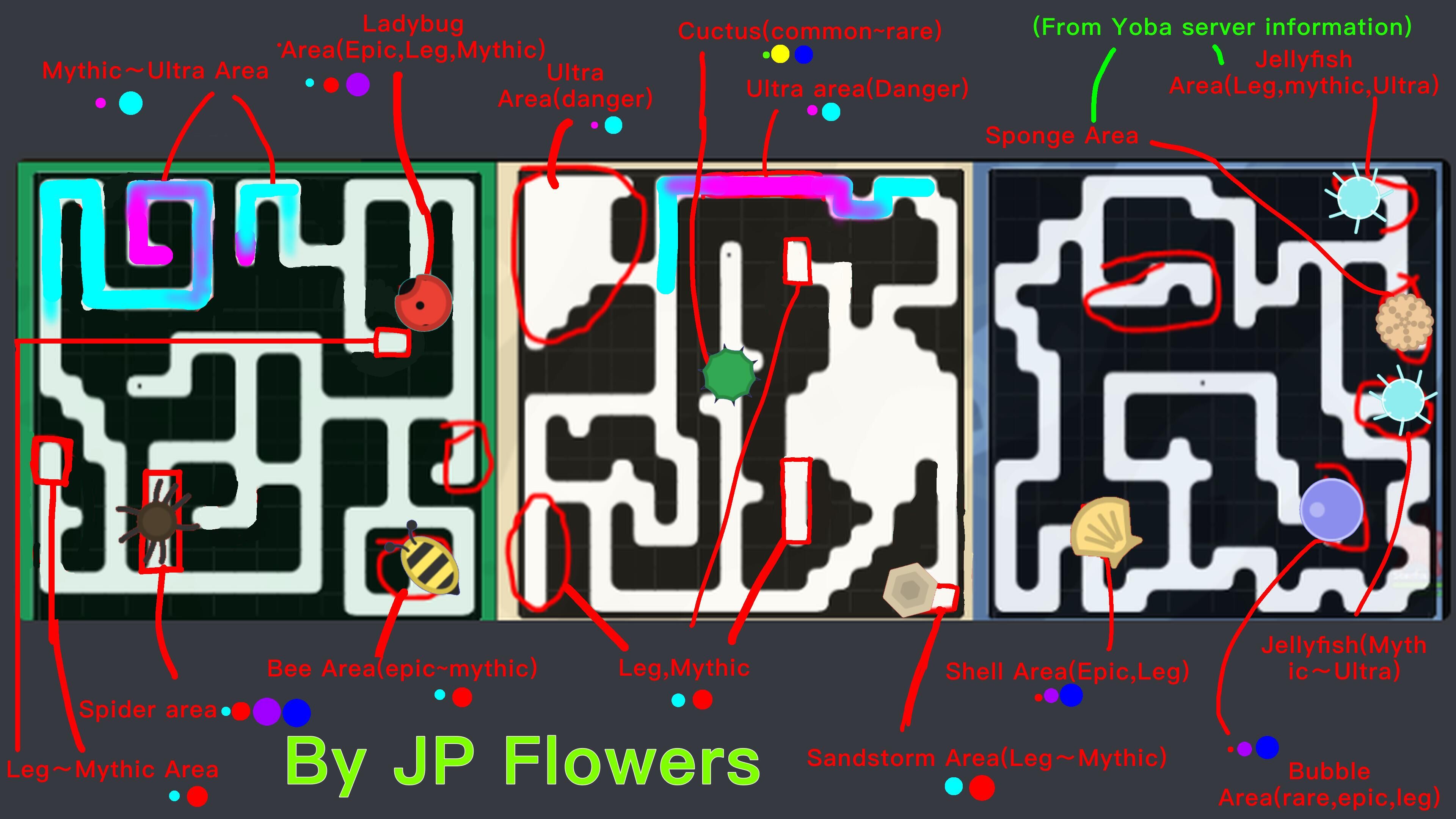 Florr.io当前版本的三图难度分布以及特殊区域 - 哔哩哔哩
