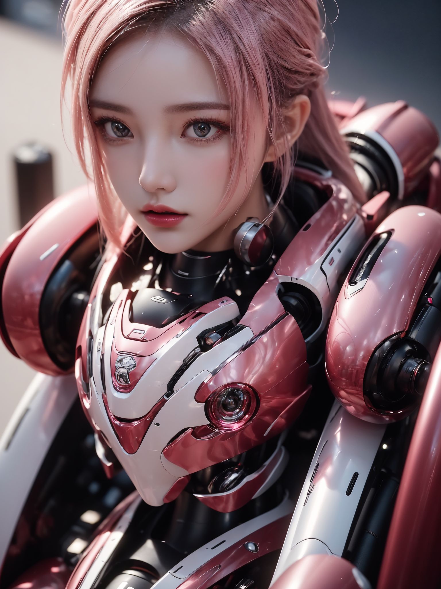 Ai画粉色机甲女特写 哔哩哔哩 