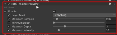 Unity学习笔记 Vol.108 Unity 实时光追（十二）- Path Tracing功能讲解 - 哔哩哔哩