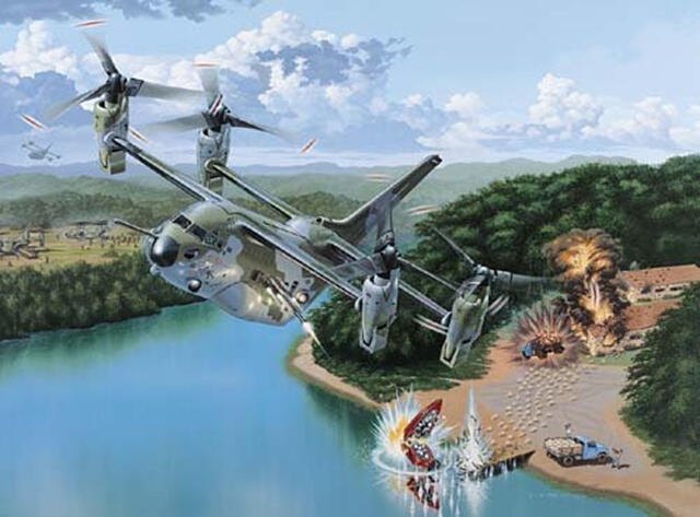 V-22“鱼鹰”运输机的大哥，贝尔-波音V-44四旋翼大型运输机 - 哔哩哔哩