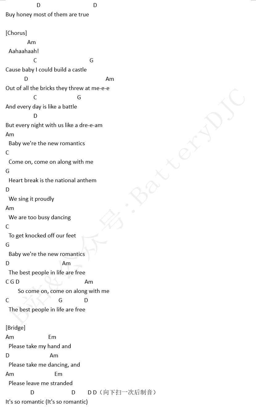 Taylor Swift——New Romantics（现场版）吉他谱 - 哔哩哔哩