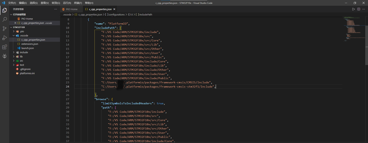 VSCode + PlatformIO IDE插件，以STM32F103ZET6为例，搭建标准库开发环境。 - 哔哩哔哩