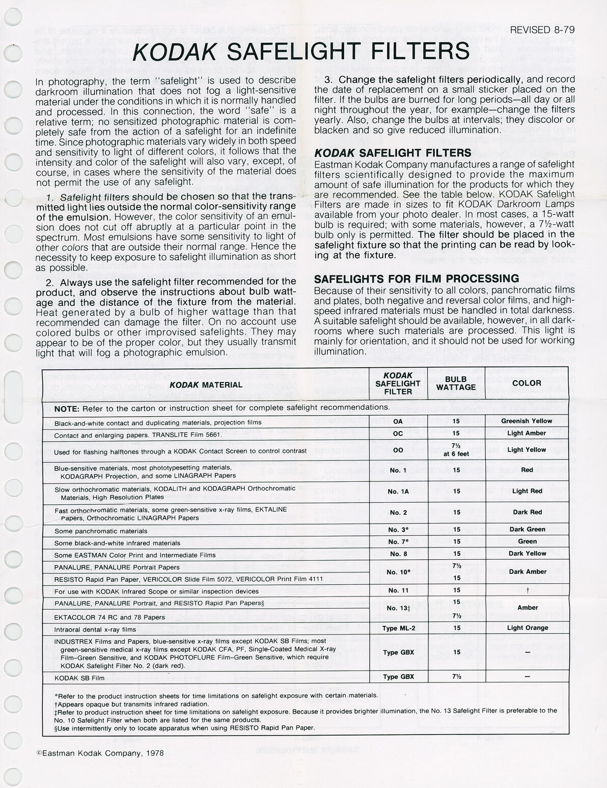 柯达安全灯滤色片使用说明书 Kodak Safelight Filters - 哔哩哔哩