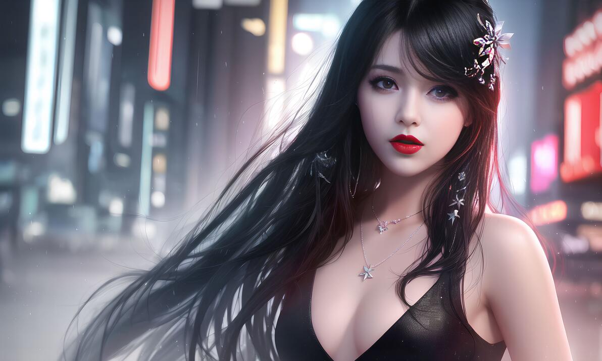 霓虹背景国风2.5dAI绘画图集动漫卡通二次元手机电脑高清壁纸CG - 哔哩哔哩