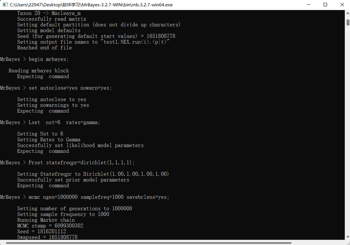 个人学习记录：建树流程3——MrBayes的使用 - 哔哩哔哩