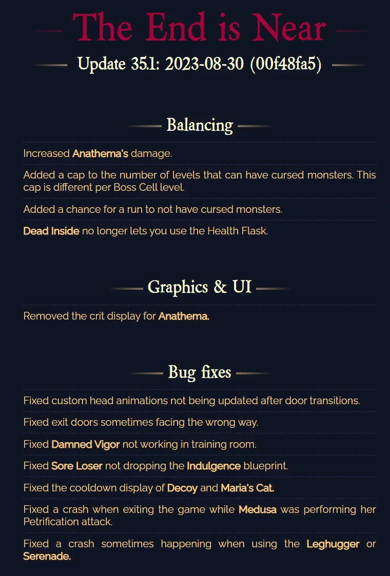 【死亡细胞】3.5版本官网更新公告（更新至 V3.5.8 / U35.8） - 哔哩哔哩