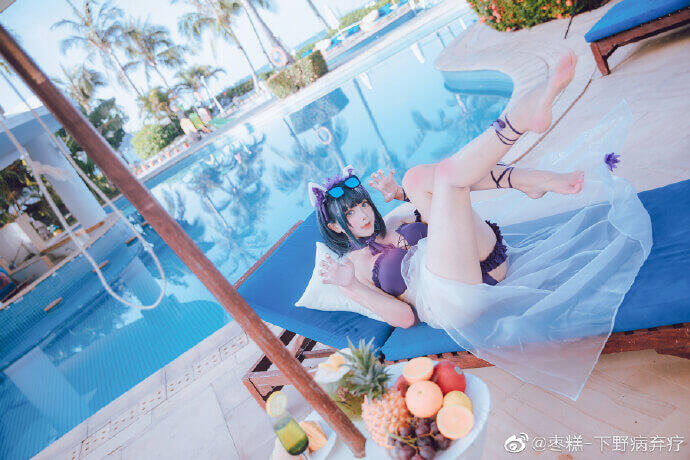 【COS正片】碧蓝航线4周年 柴郡泳装cos cn枣糕 - 哔哩哔哩