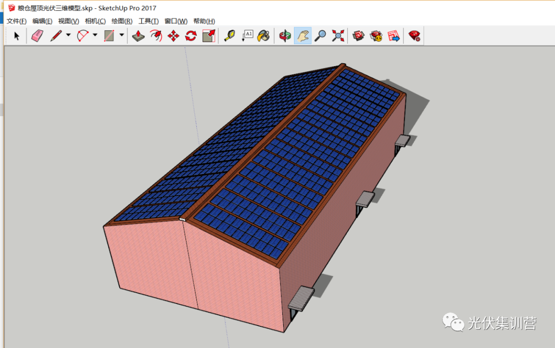光伏 粮仓屋顶光伏sketchup三维模型 哔哩哔哩