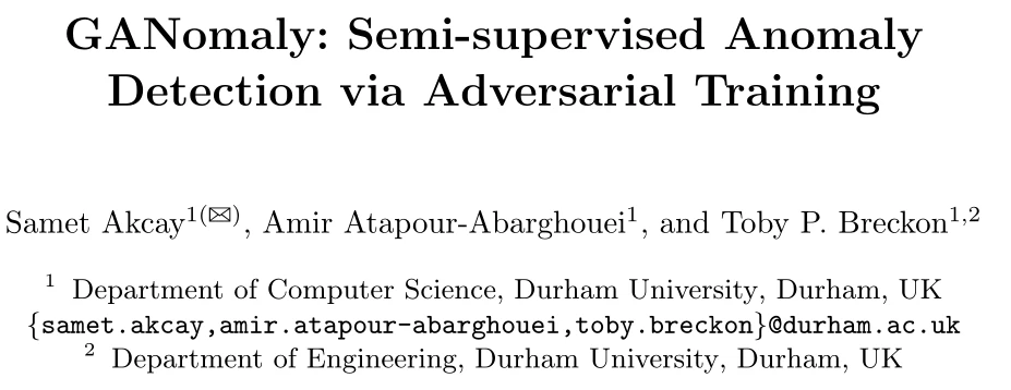 GANomaly：对抗训练下的自监督异常检测 - 哔哩哔哩