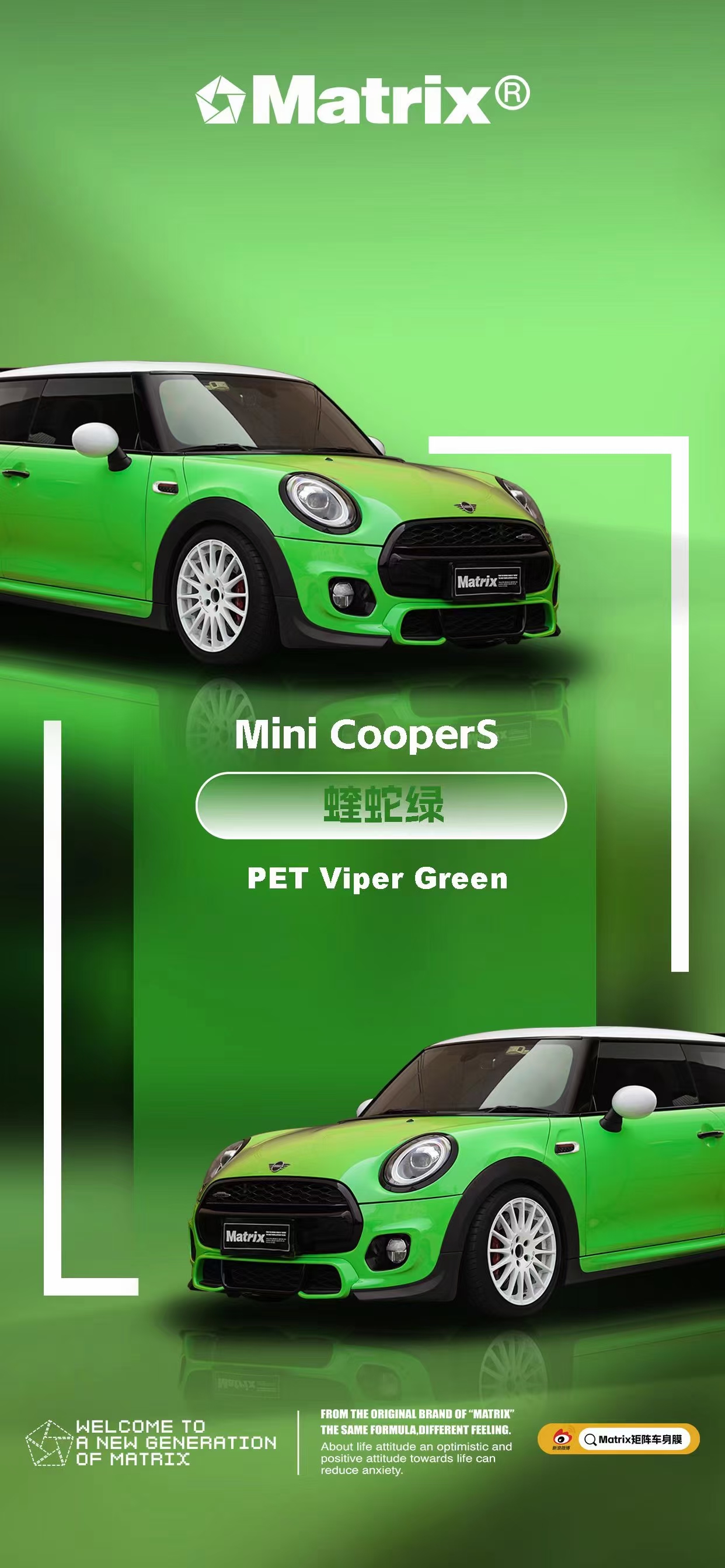 宝马mini-Matrix矩阵改色膜蝰蛇绿，高调又醒目的绿色侵蚀视觉 - 哔哩哔哩
