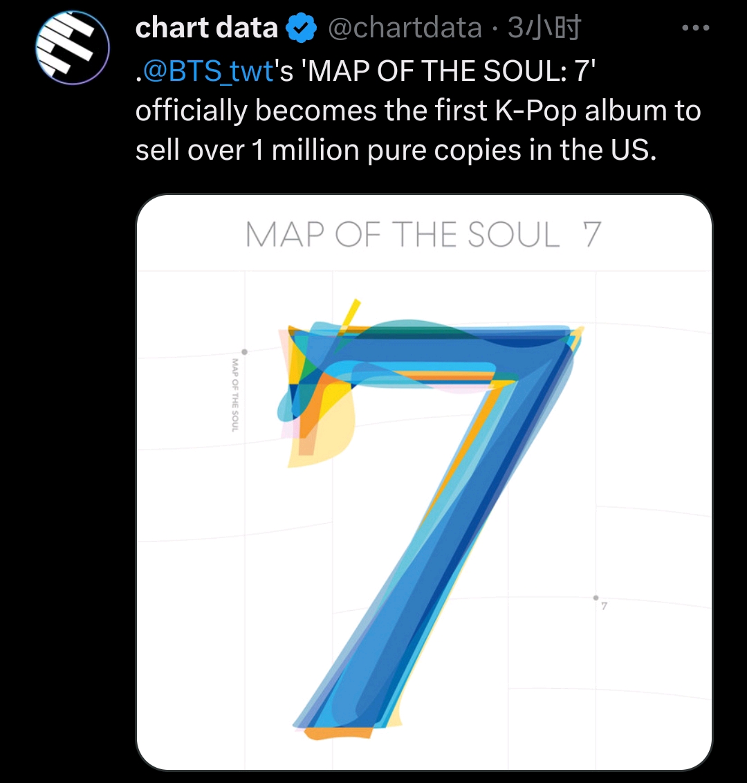 【bts】《map Of The Soul 7》成为史上第一张美国实销达百万的k Pop专辑! 哔哩哔哩