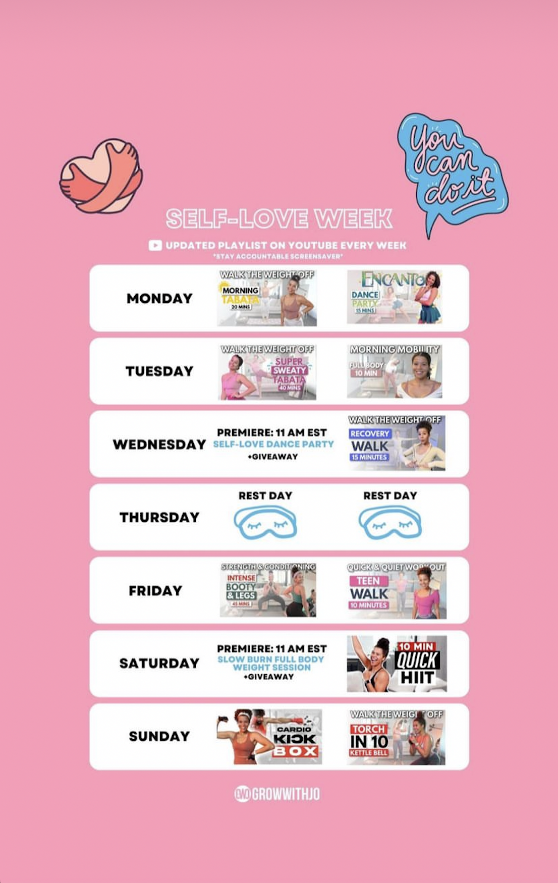 【growwithjo】一周锻炼计划，重燃脂，大基数友好！220207-0213 - 哔哩哔哩