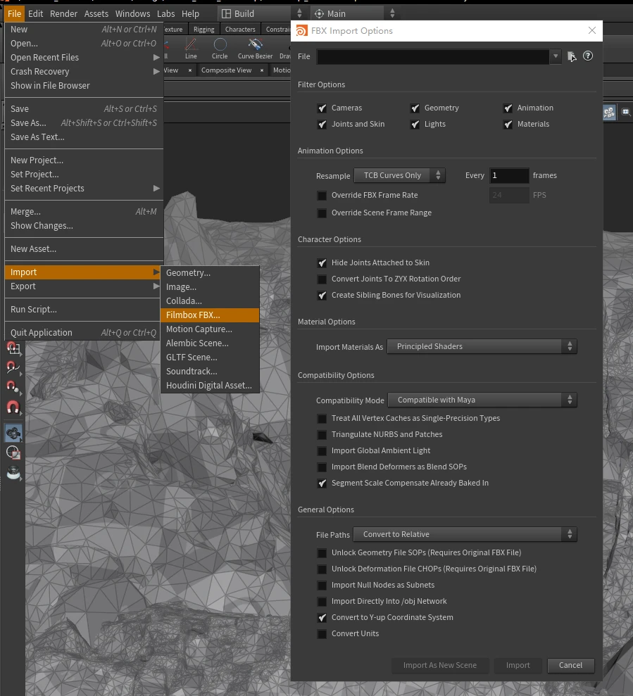 如何将FBX转为abc并导入到houdini - 哔哩哔哩