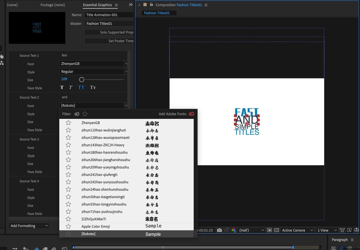 PR教程：AE怎么打开Mogrt基本图形模板？如何用Ae修改mogrt格式模板的字体 - 哔哩哔哩