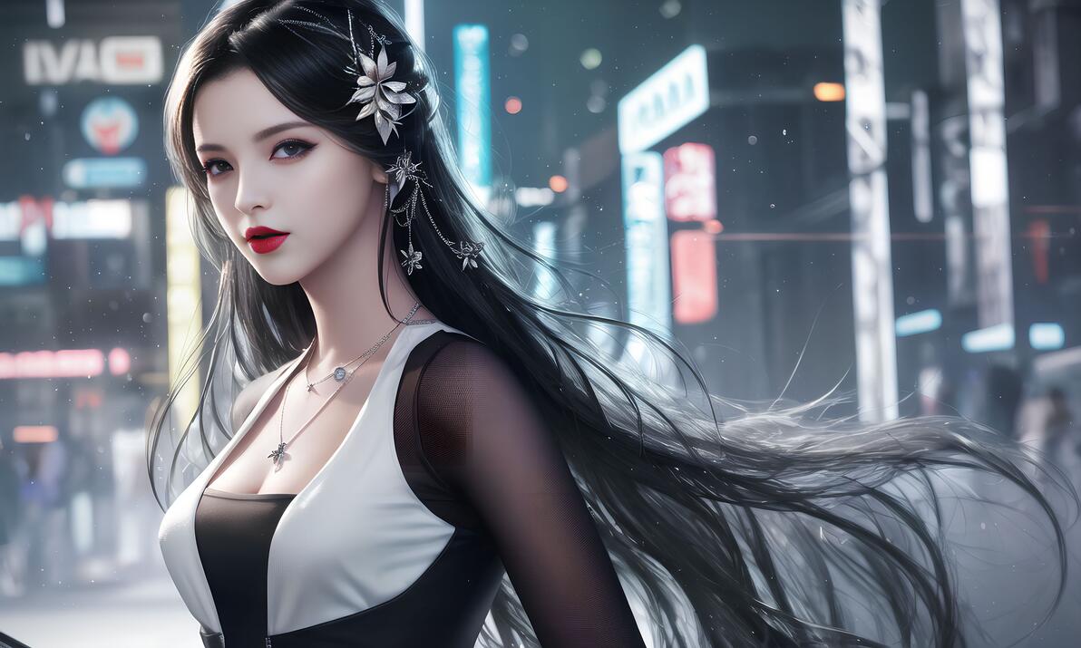 霓虹背景国风2.5dAI绘画图集动漫卡通二次元手机电脑高清壁纸CG - 哔哩哔哩