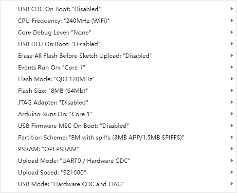 Arduino IDE中ESP32S3运行参数意义 - 哔哩哔哩