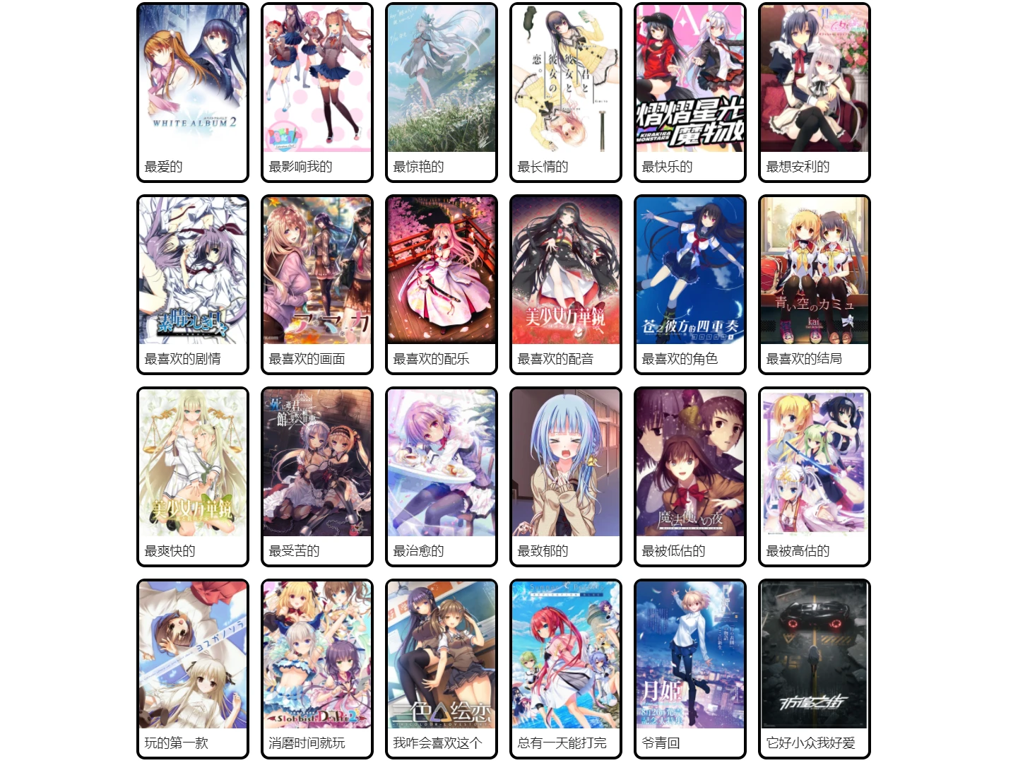 Galgame生涯个人喜好表 - 哔哩哔哩