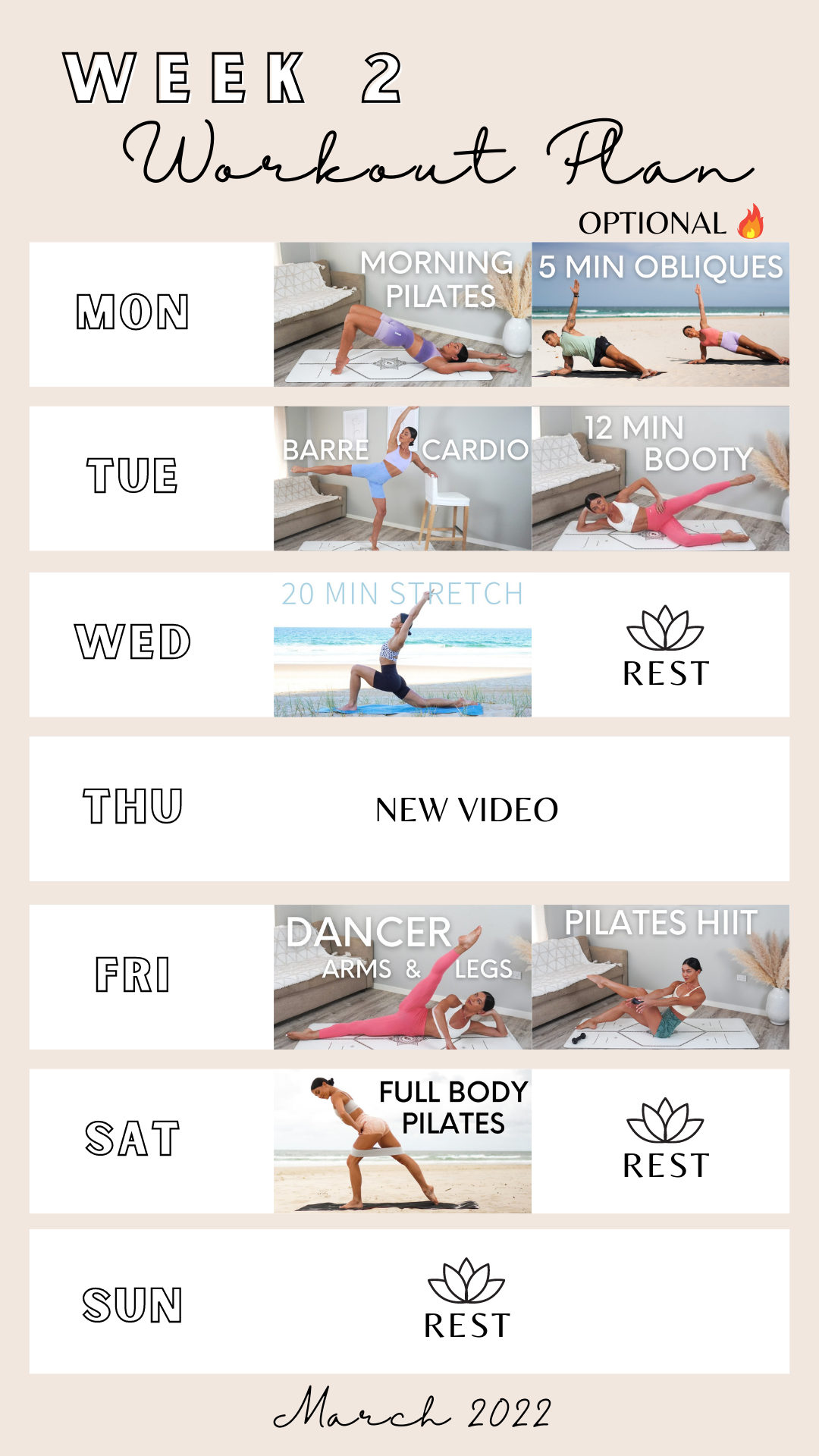 【Move With Nicole】Nicole一周普拉提健身计划-Y22M03W02 - 哔哩哔哩