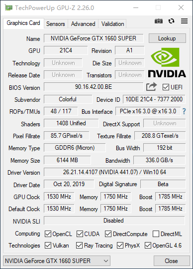 评测 显卡 NVIDIA GTX 1660 SUPER 甜品卡 七彩虹 战斧GeForce GTX 1660 SUPER天梯 - 哔哩哔哩