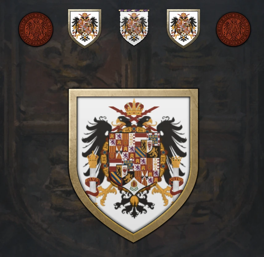 王国风云3（CK3）西班牙王国和神圣罗马帝国纹章(哈布斯堡王朝的查理五世)自制徽章分享 - 哔哩哔哩