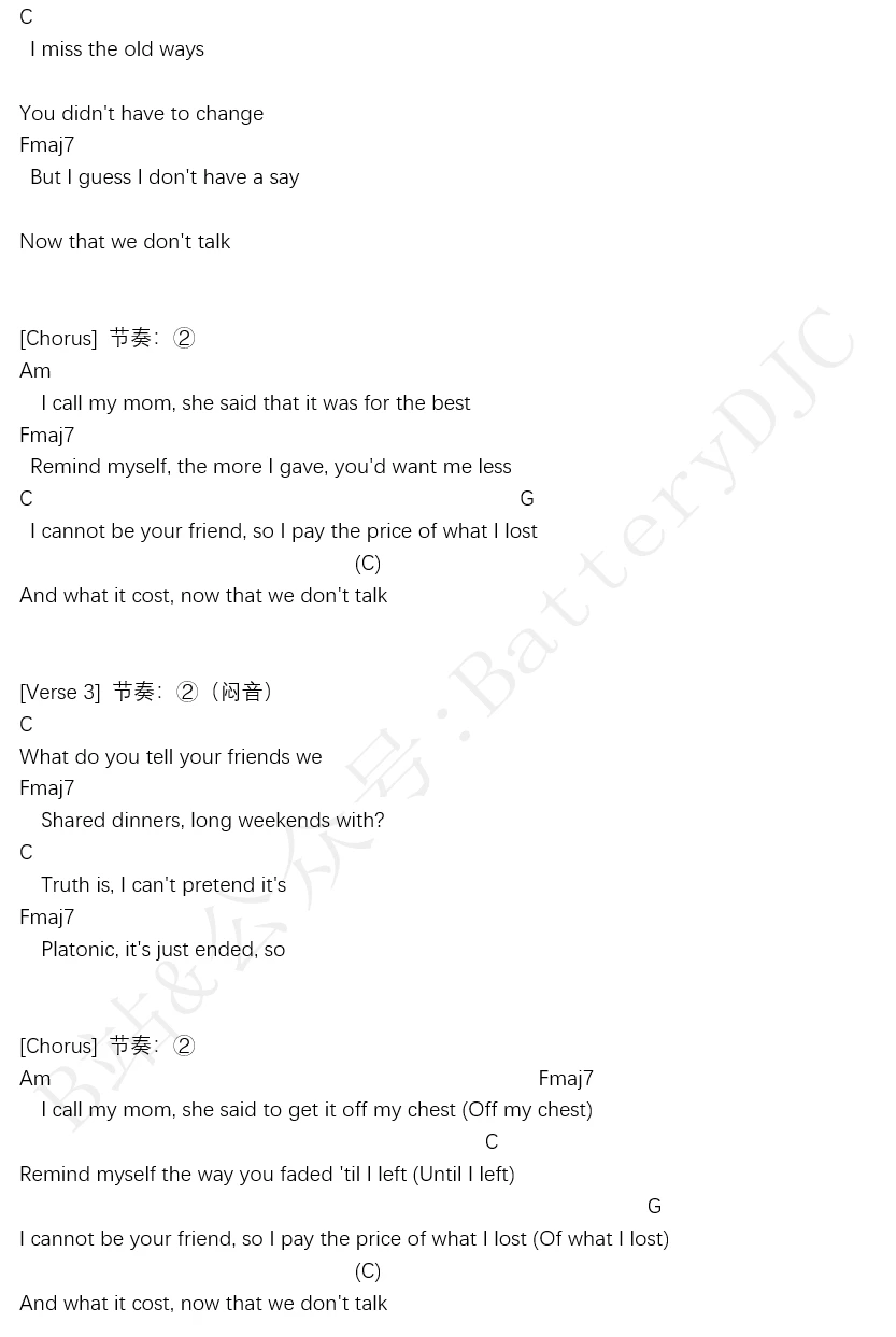 Taylor Swift——now That We Dont Talk吉他谱 哔哩哔哩